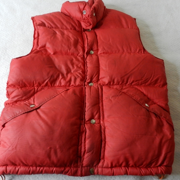 Vintage | Jackets & Coats | Vintage Down Vest Adult Medium Red Snap ...